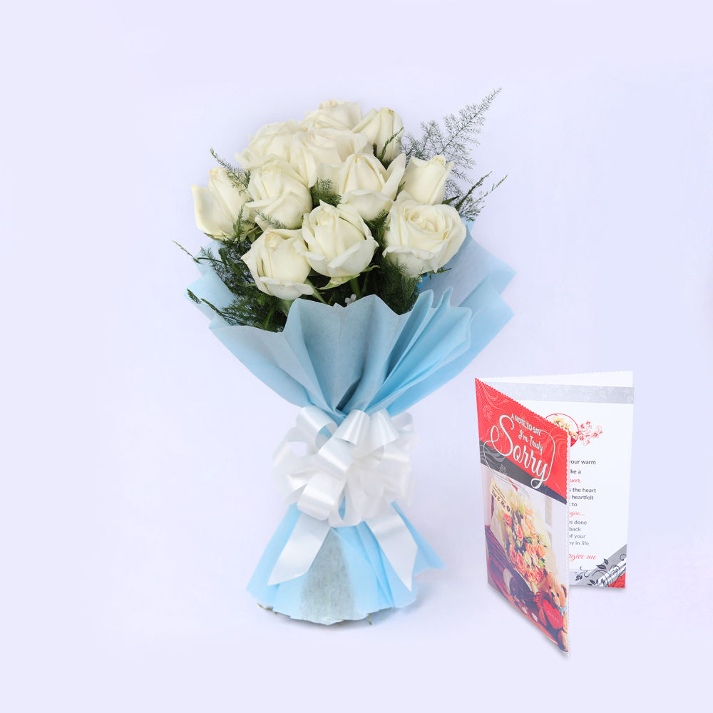 Pure White Elegance Roses Combo | Winni