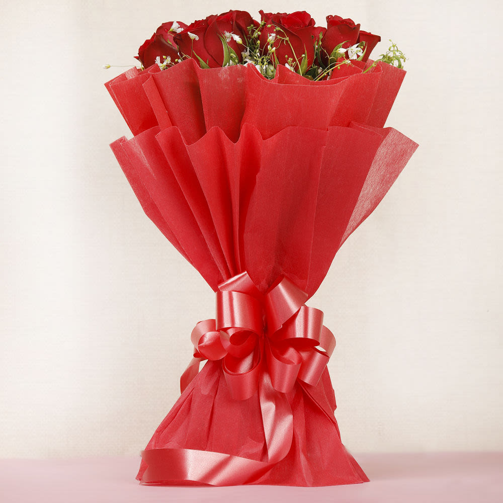 10 Joyful Red Roses Bouquet | Winni