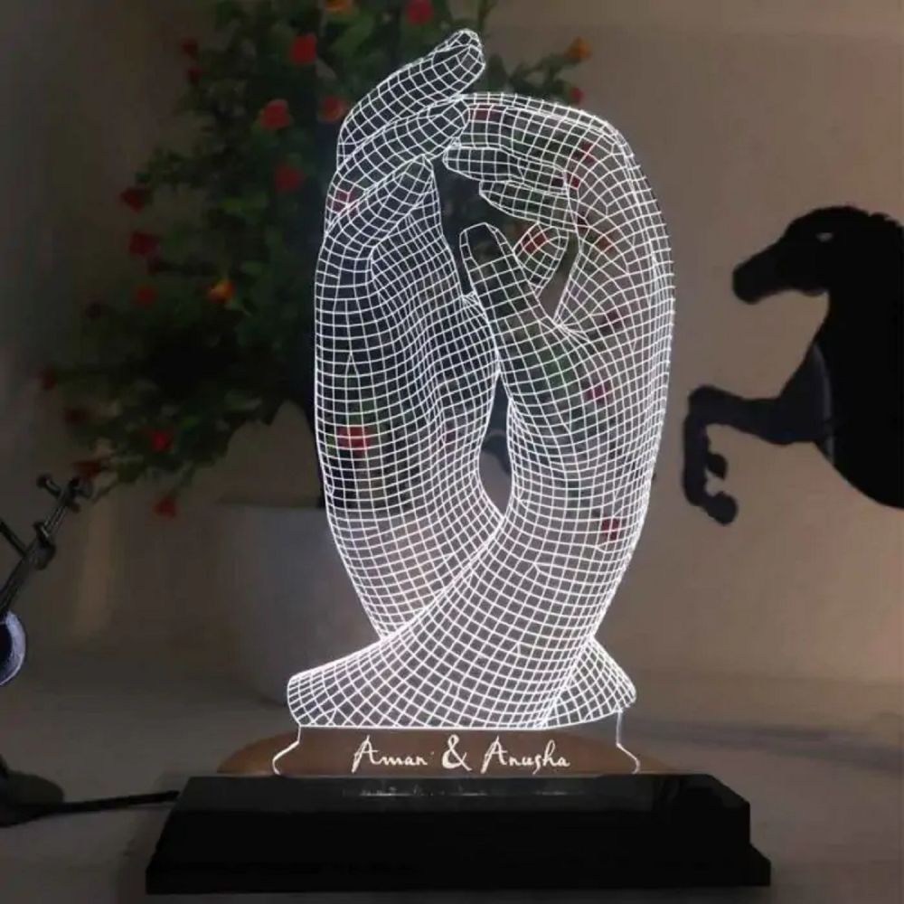 Personalised Love Hands 3D Illusion Led Lamp | Winni