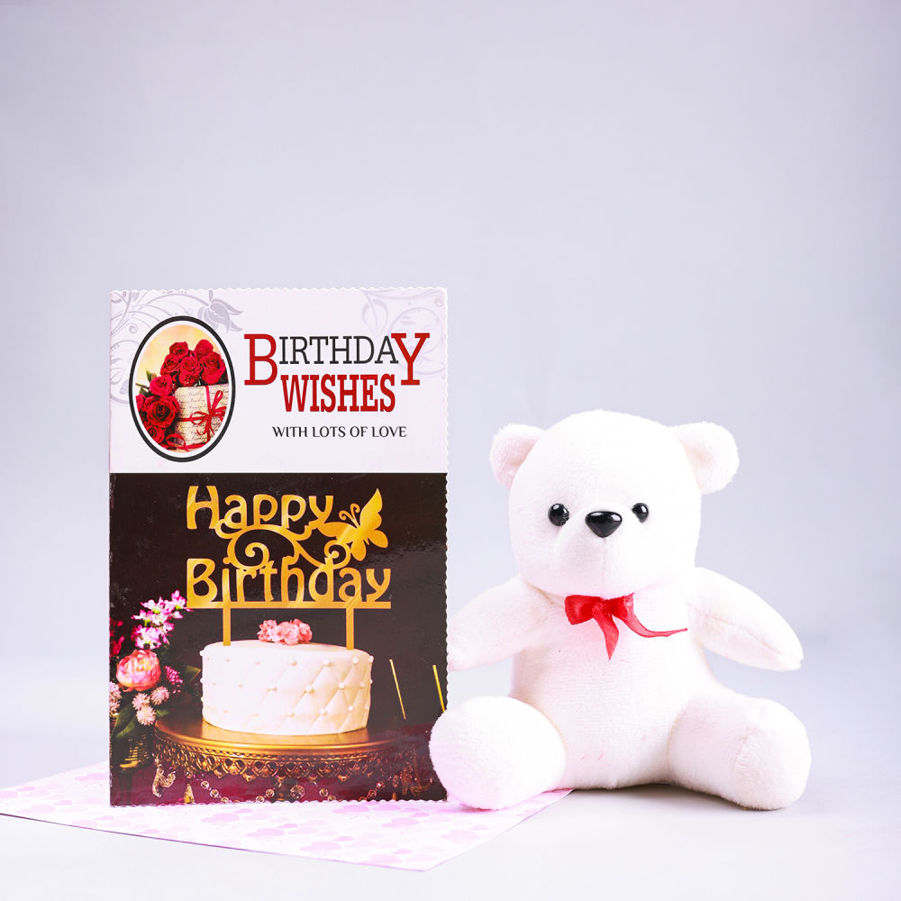 6 Inch Teddy Bear With Birthday Greeting Card | Winni