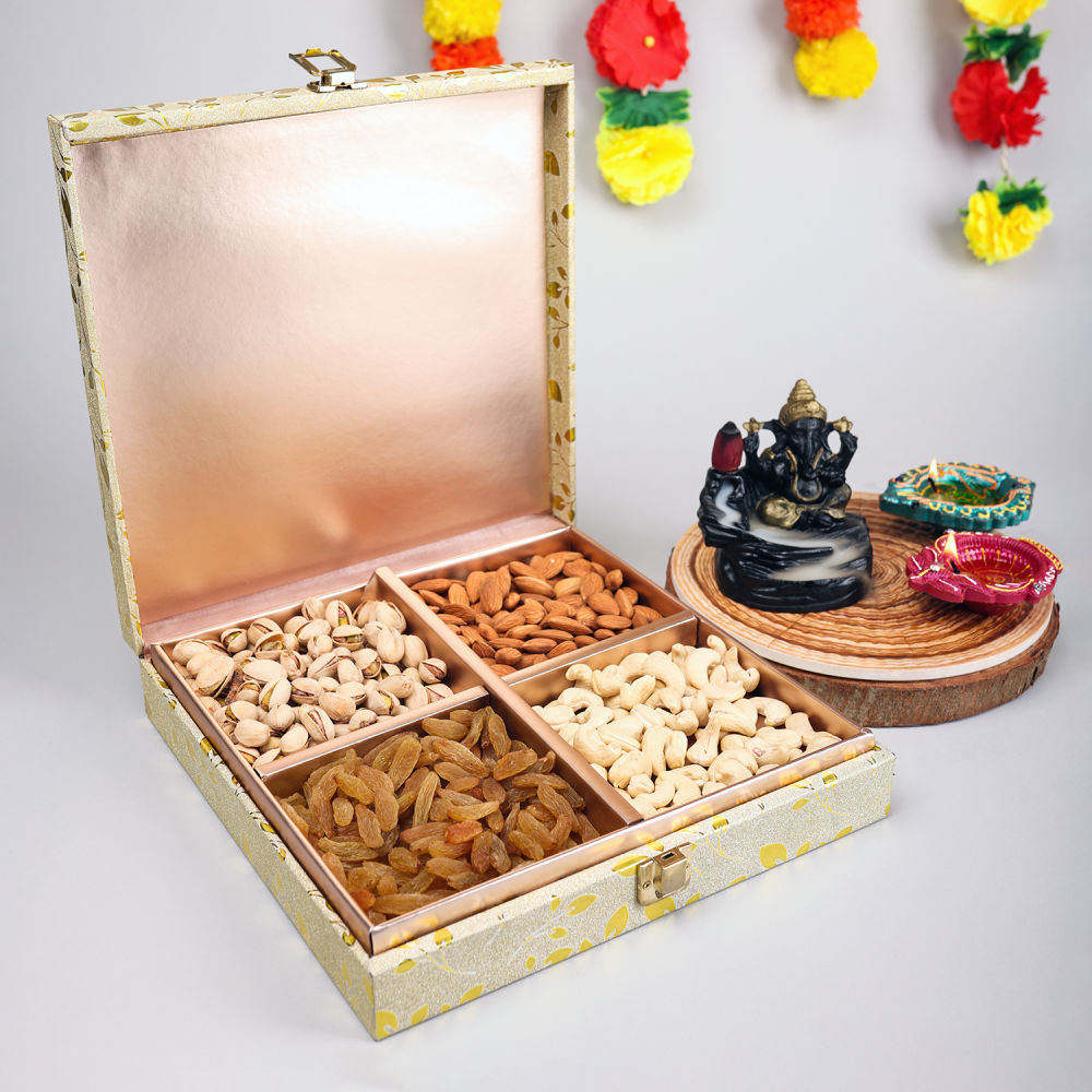 Combo Of Dry Fruits Smoking Fountain Diya | Winni