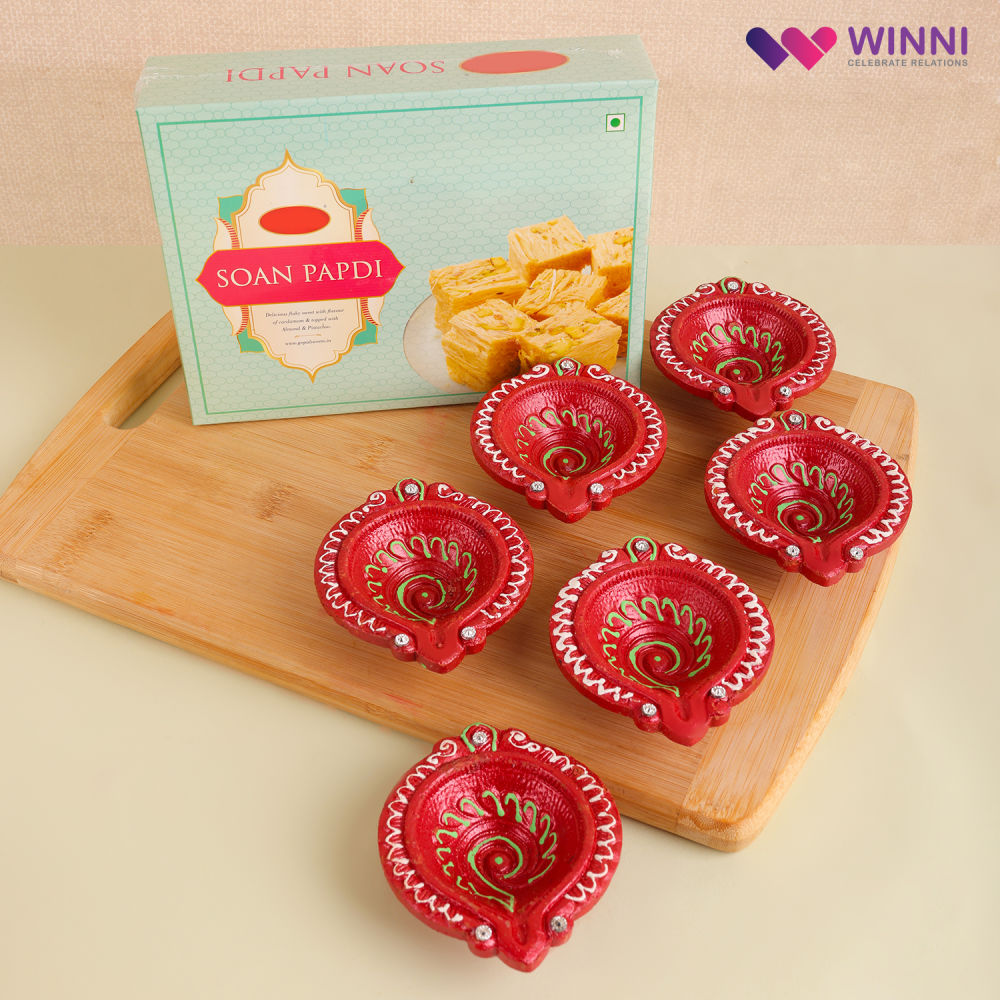 Soan Papdi N Creative Diya Combo | Winni