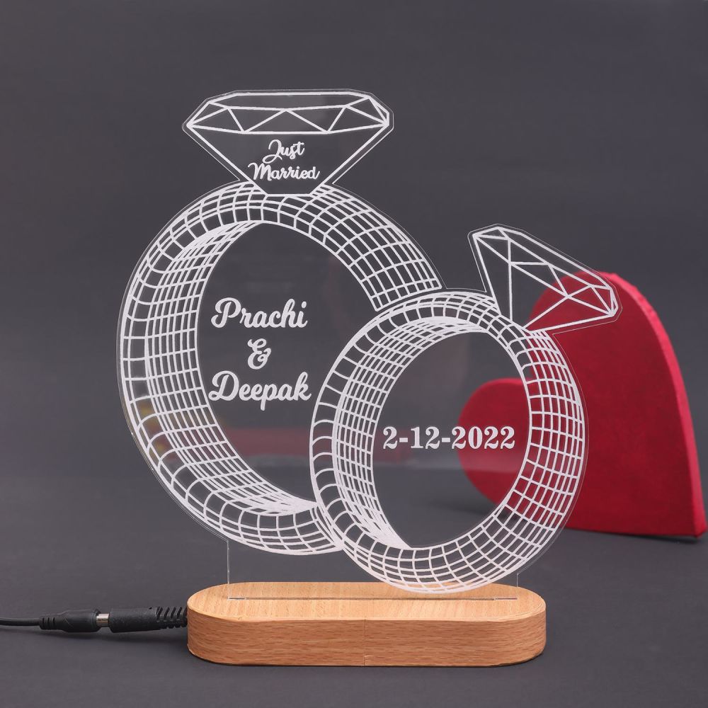 Led Engraved Couple Ring Frame | Winni