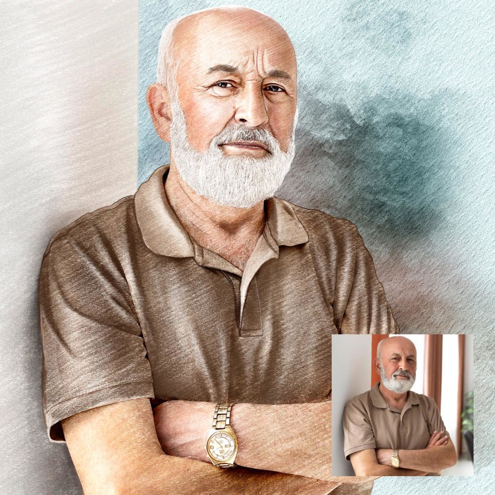 Handsome Grandpa Color Pencil Art | Winni
