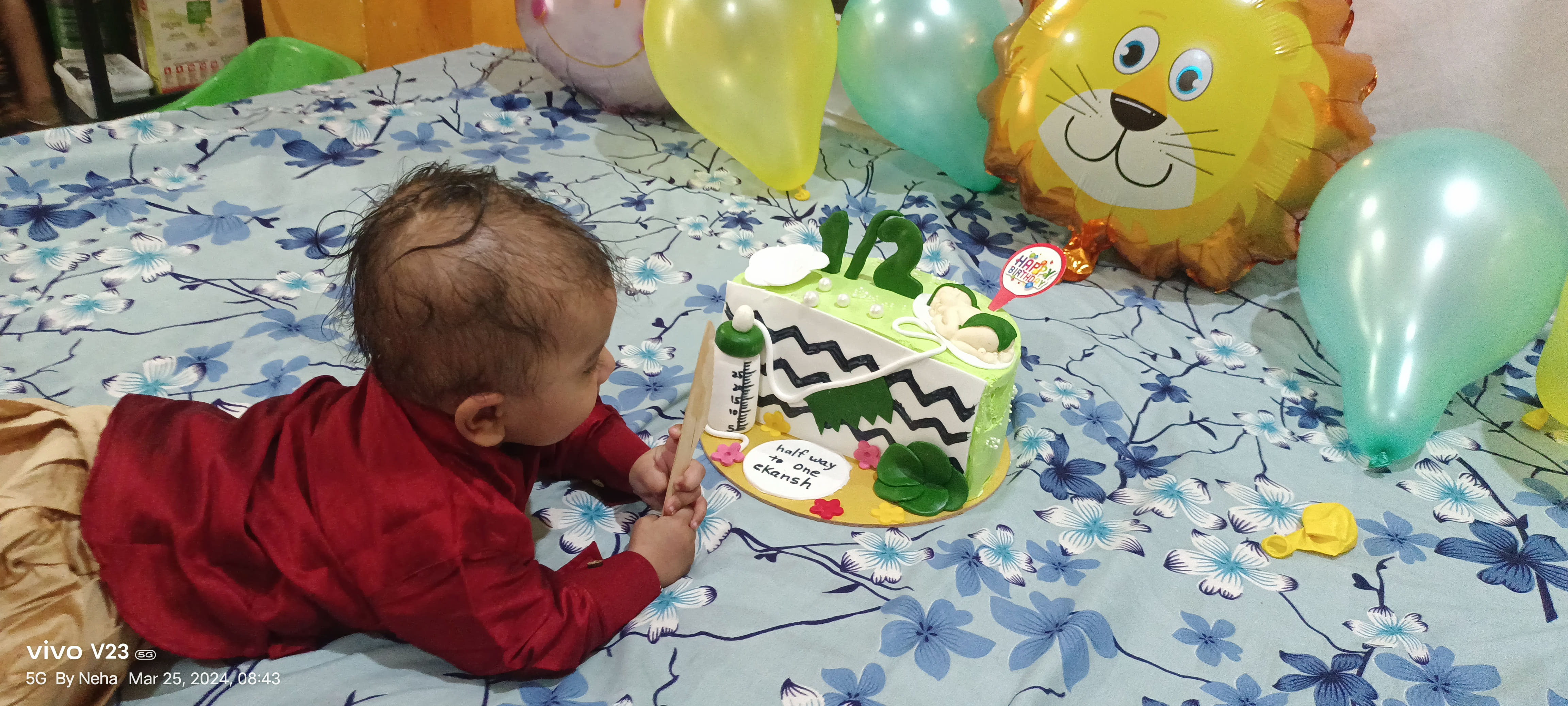 Baby Blue Half Birthday Cake | Winni