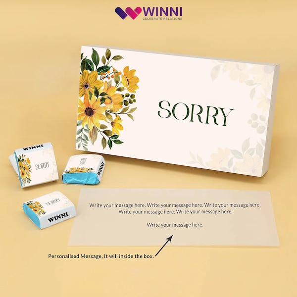 Sorry Chocolate Box With Personalised Message 6 Pcs | Winni
