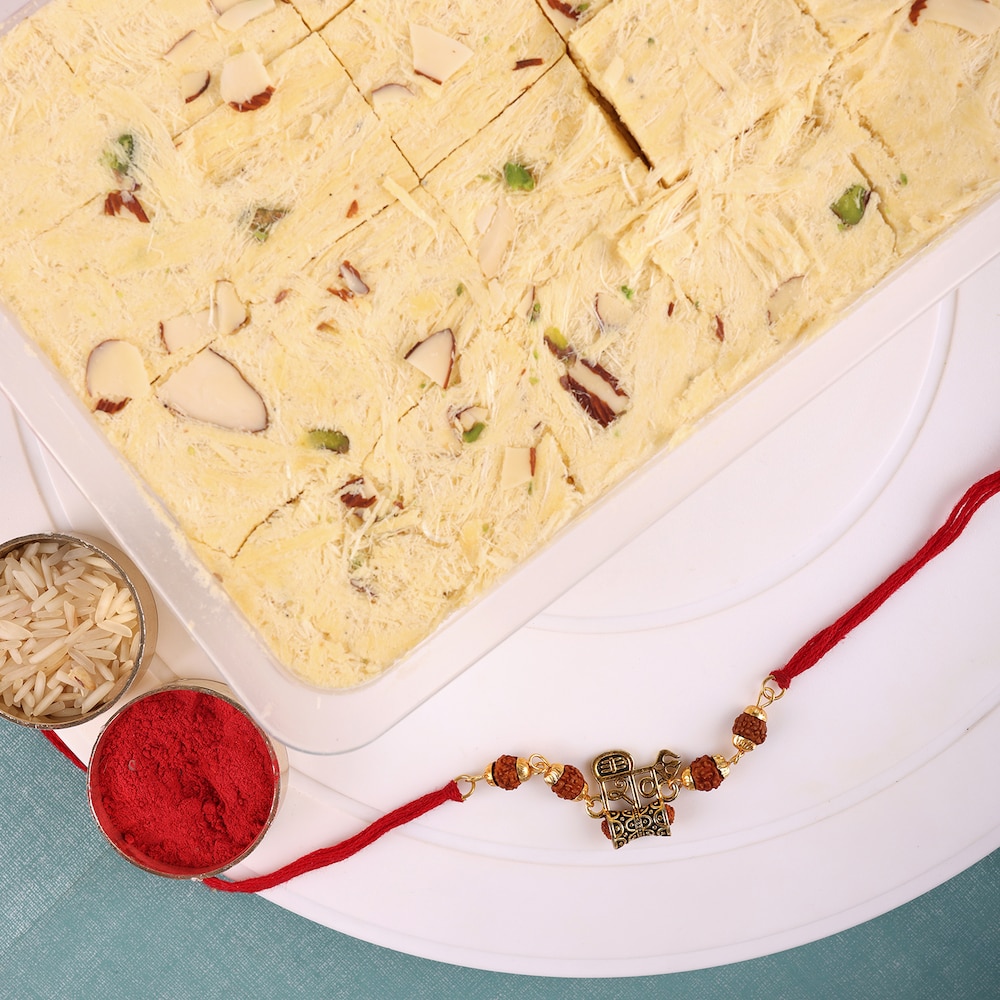Shiva Rudraksha Rakhi With Soan Papdi 250 gm | Winni