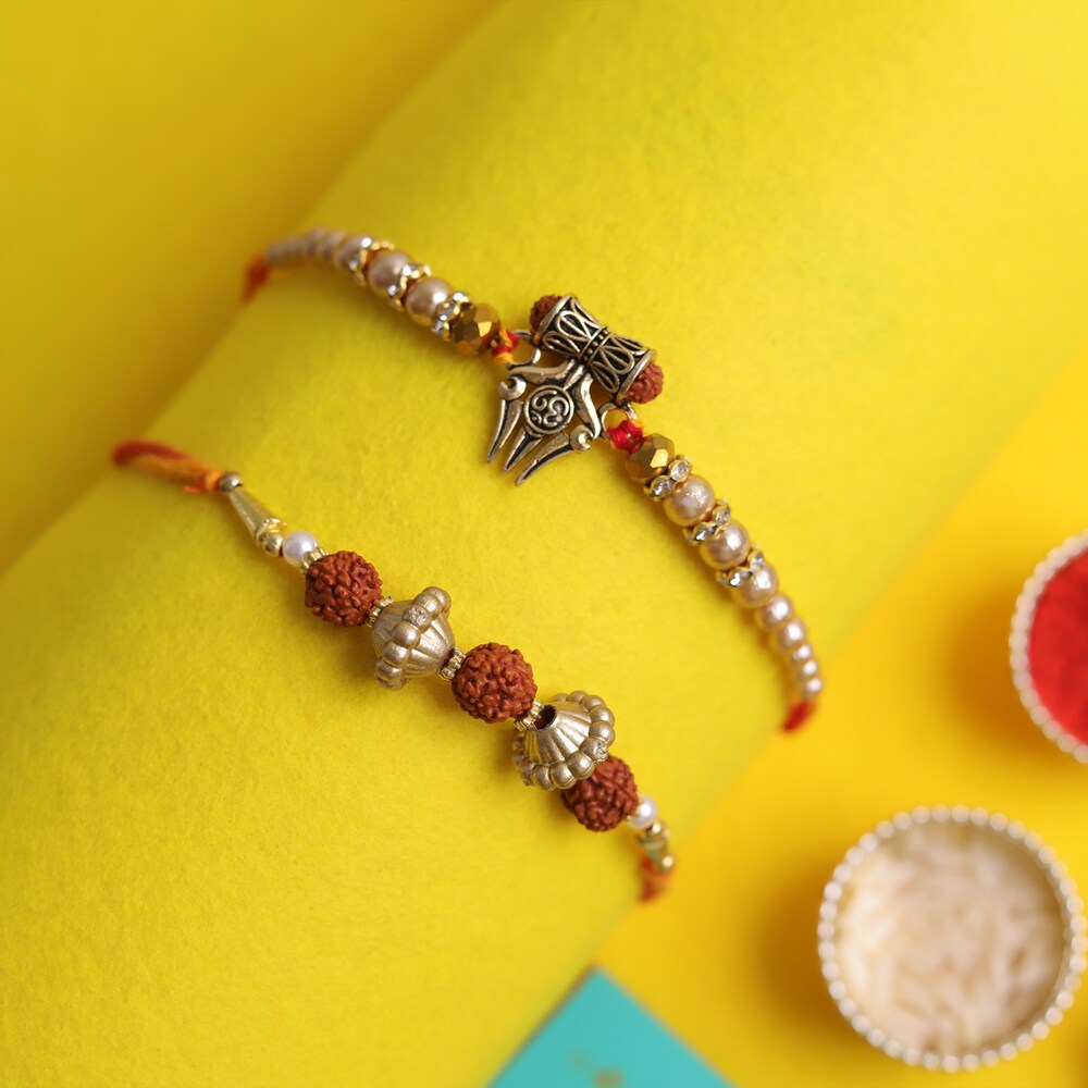 Trishul Rudrakshs Set Of 2 Rakhis | Winni