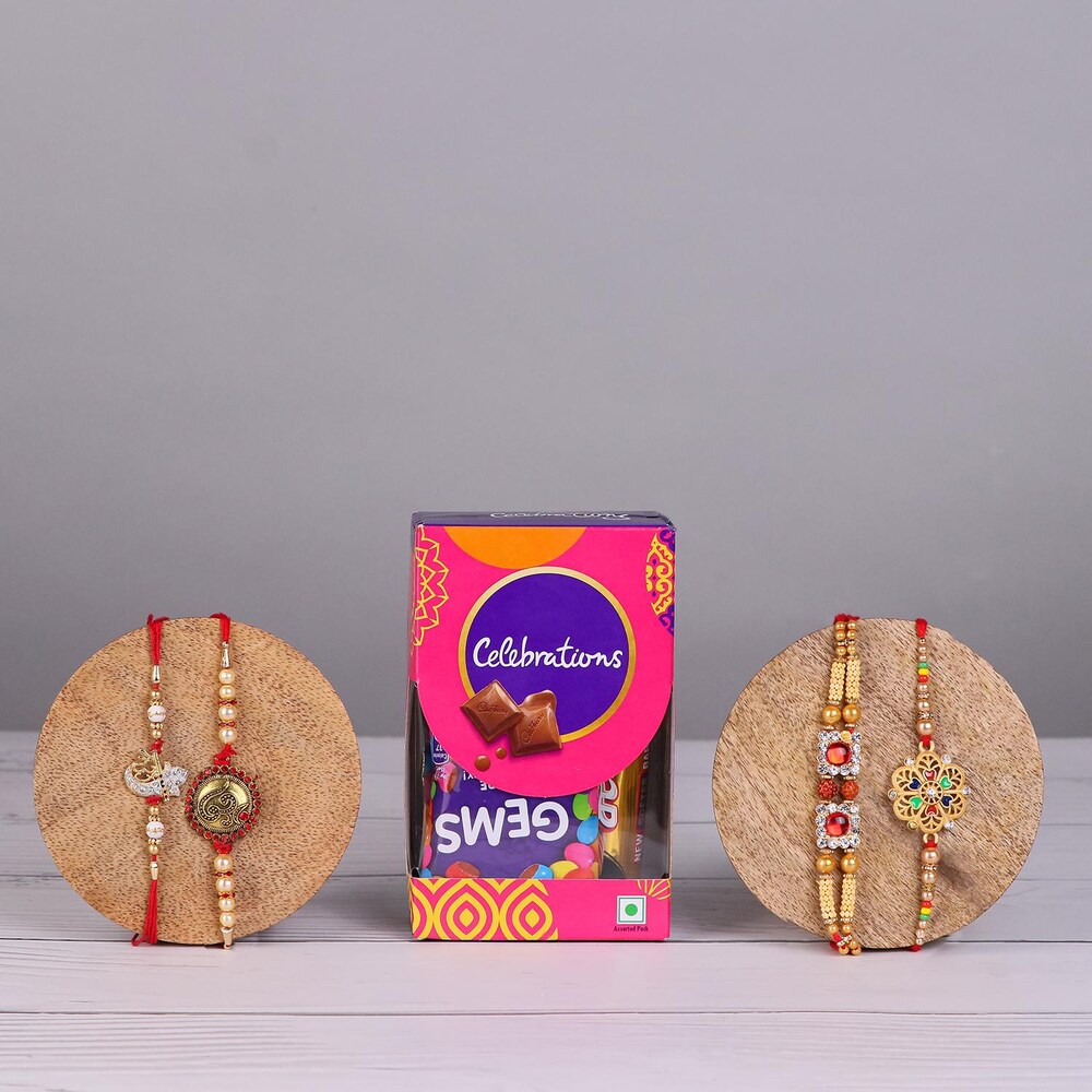 Set Of 4 Designer Rakhi With Gems Winni