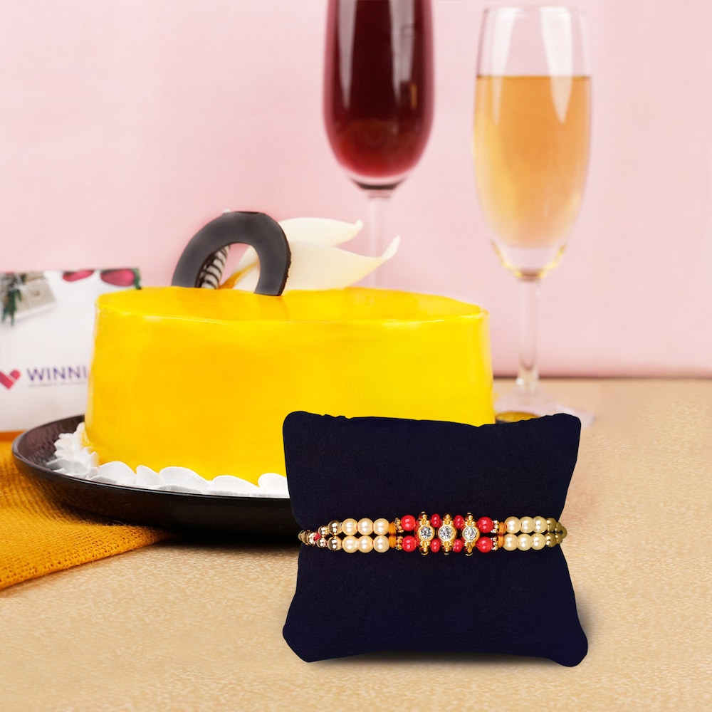 Mango Maharaja Cake And Two Layer Beads Rakhi | Winni