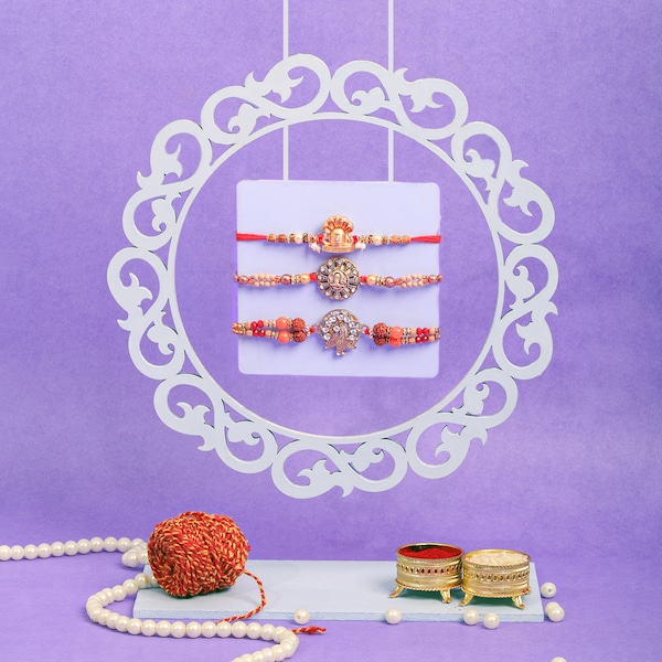 Divine Lord Shiv and Peacock Rakhi Set of 3 | Winni