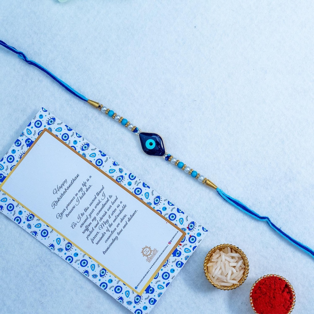 Mystic Gaze Evil Eye Rakhi With Raksha Note | Winni