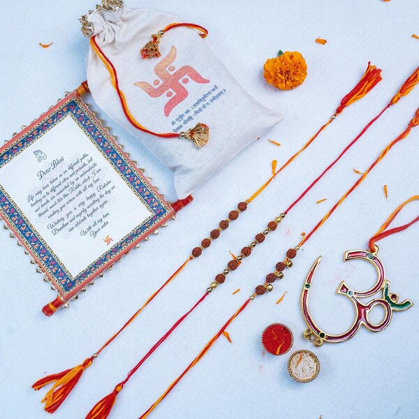 Divine Rudraksha Rakhi Set With Wall Hanging | Winni