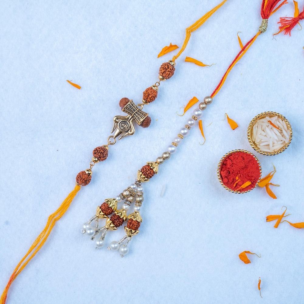 Rudraksha Rakhi With Pearl Lumba Winni