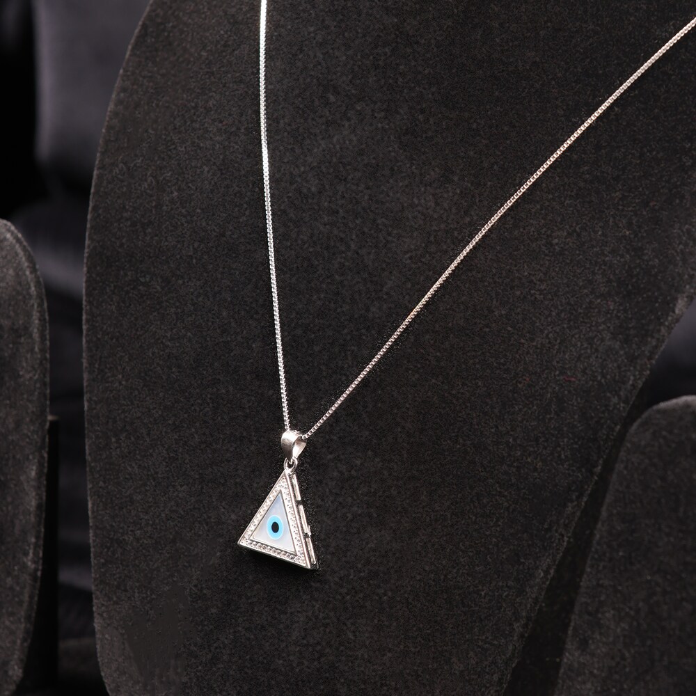 Evil Eye Triangle Silver Pendant | Winni