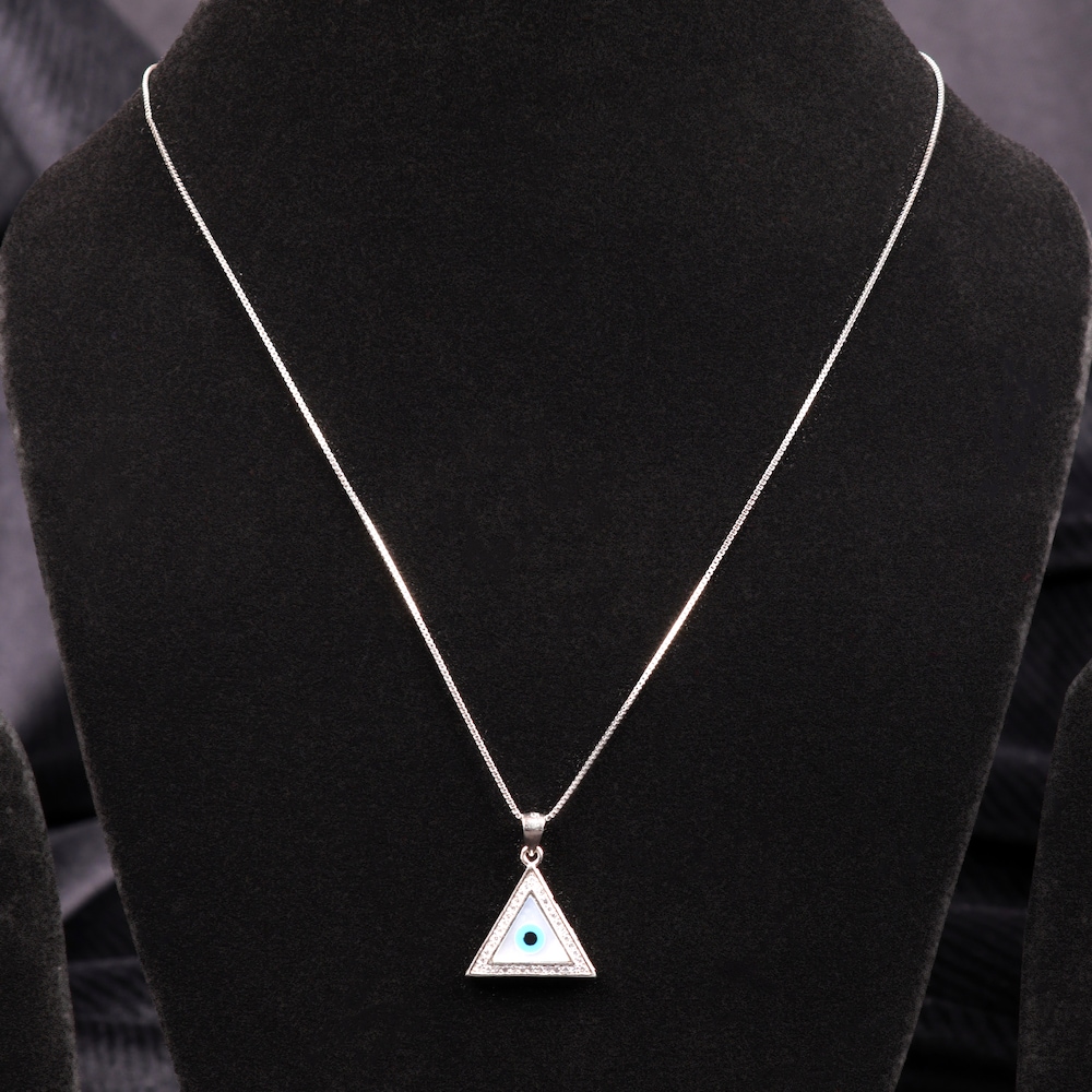 Evil Eye Triangle Silver Pendant | Winni
