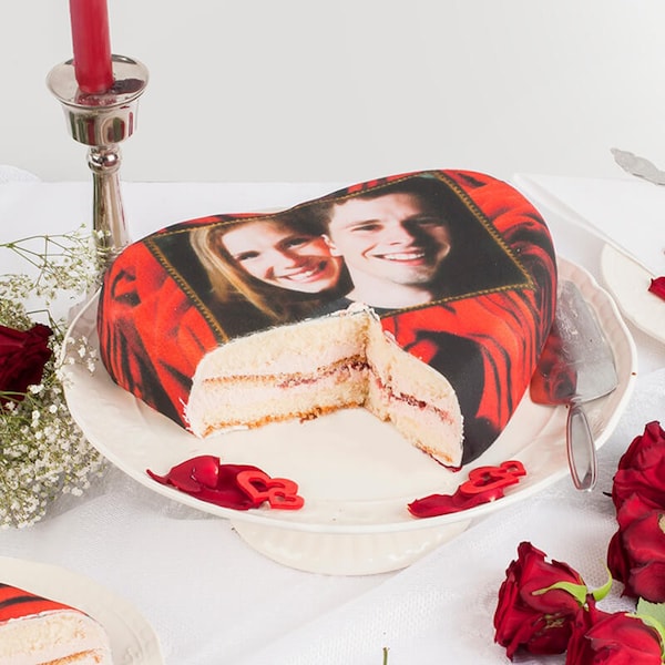 Heartshape Photo Cake For Couple | Winni
