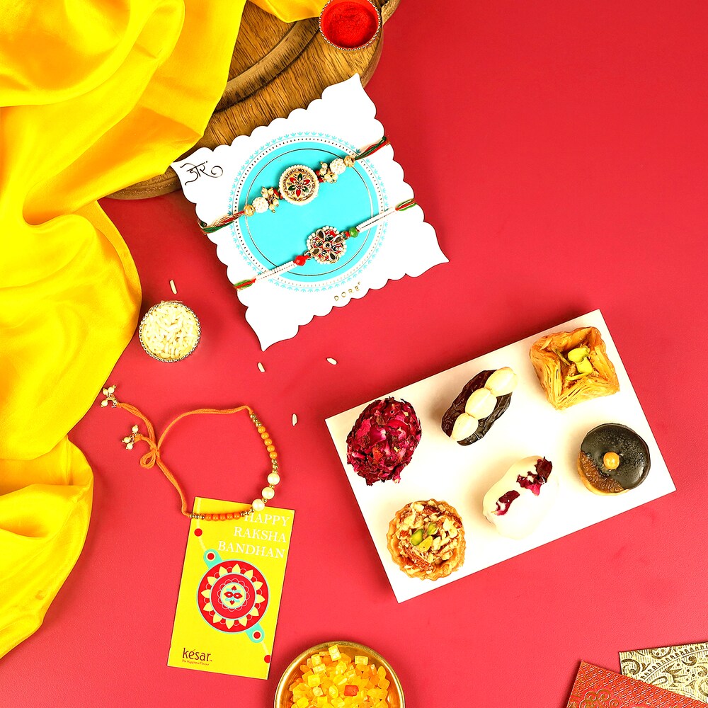 Set Of 2 Rakhi with Delightful Sweet Box | Winni