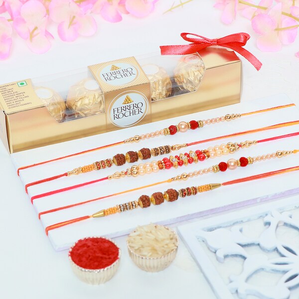 Set of 5 Rakhi with Small Ferrero Rocher | Winni