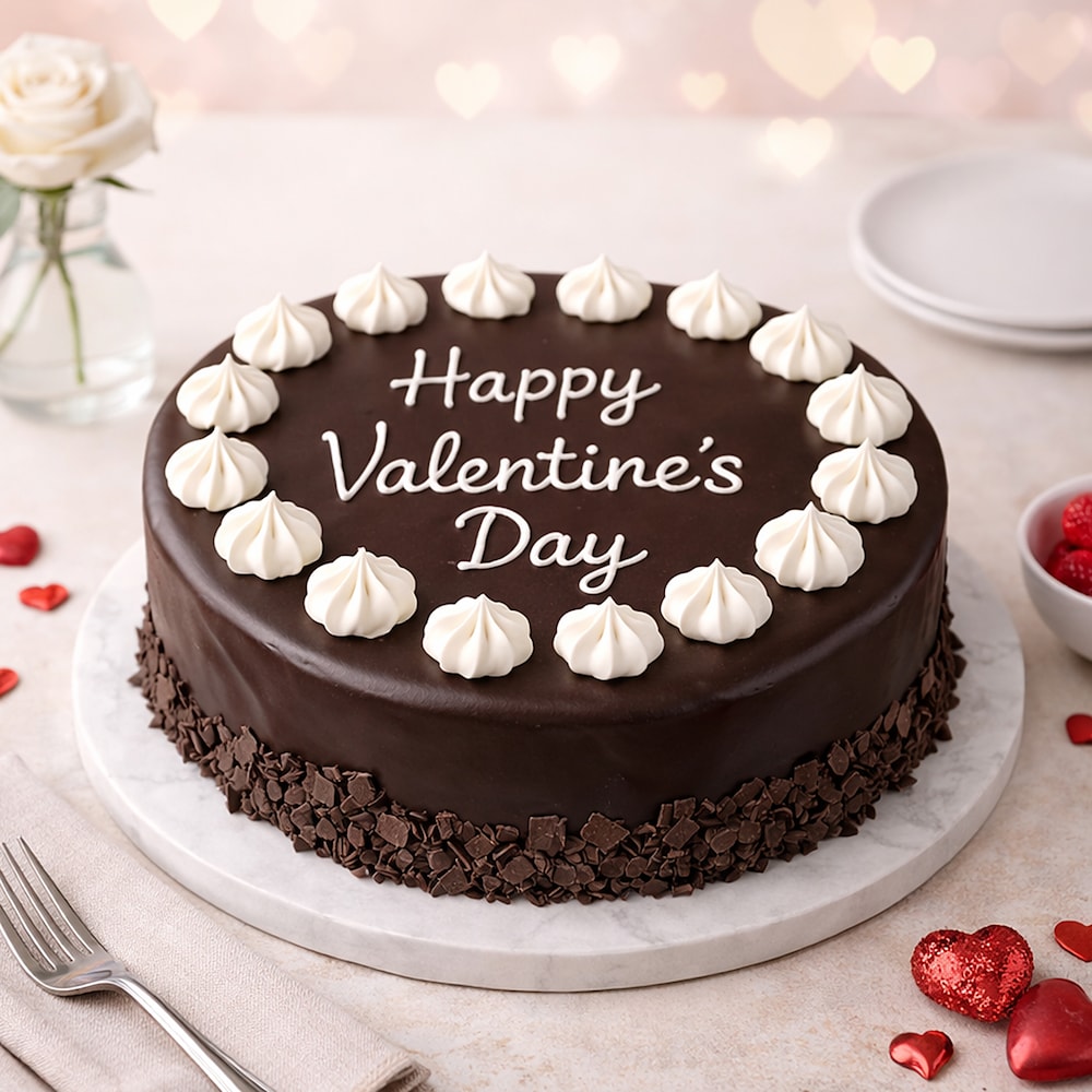 Happy Valentine Chocolate Truffle Cake | Winni